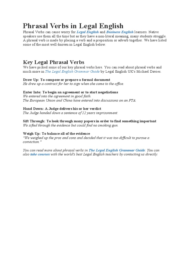 Phrasal Verbs in Legal English | PDF