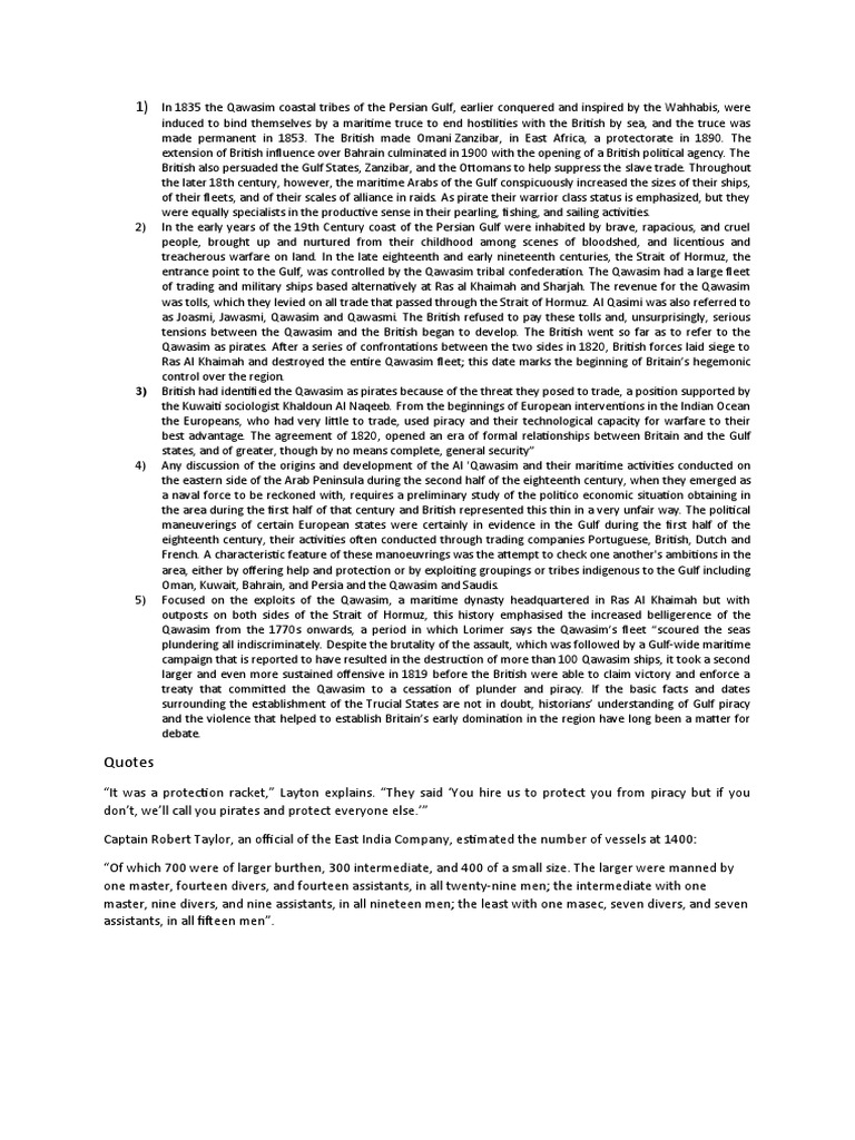 British-Qawasim Maritime Conflicts | PDF | Persian Gulf | Piracy