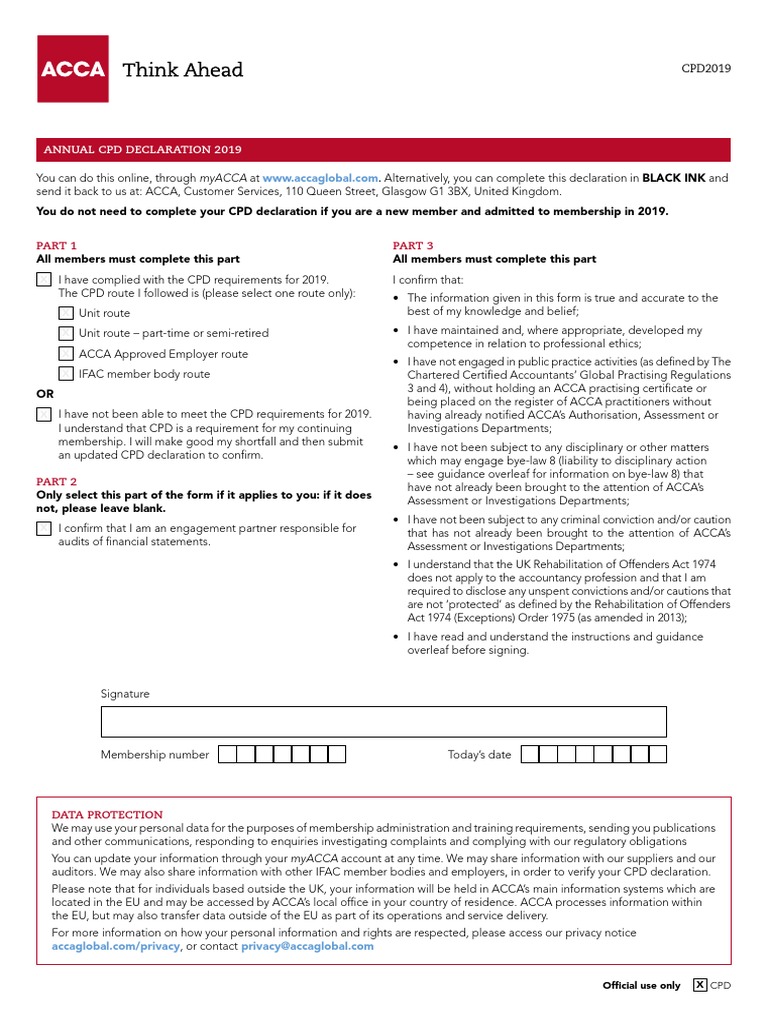 Annual CPD Declaration 2019: X X X X X | PDF | Business | Government