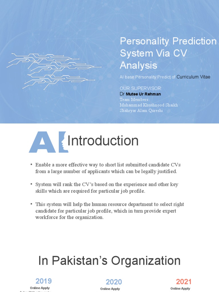 Personality Prediction System Via CV Analysis: Curriculum Vitae ...
