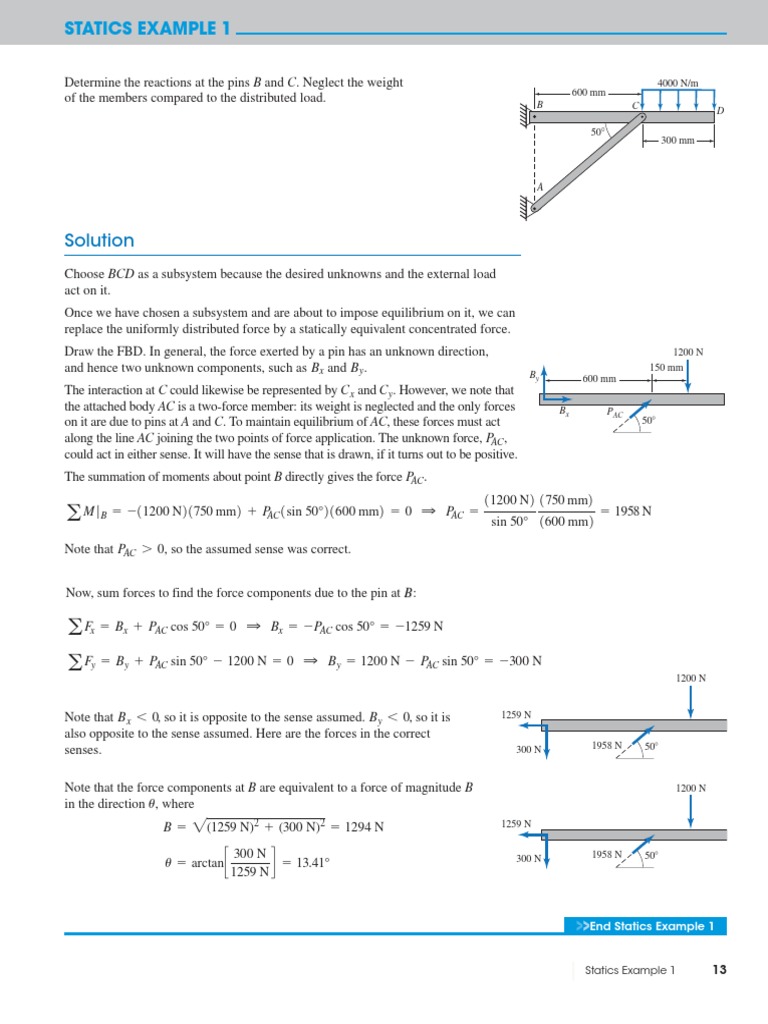 Solution: Statics Example 1 | PDF | Force | Mechanical Engineering