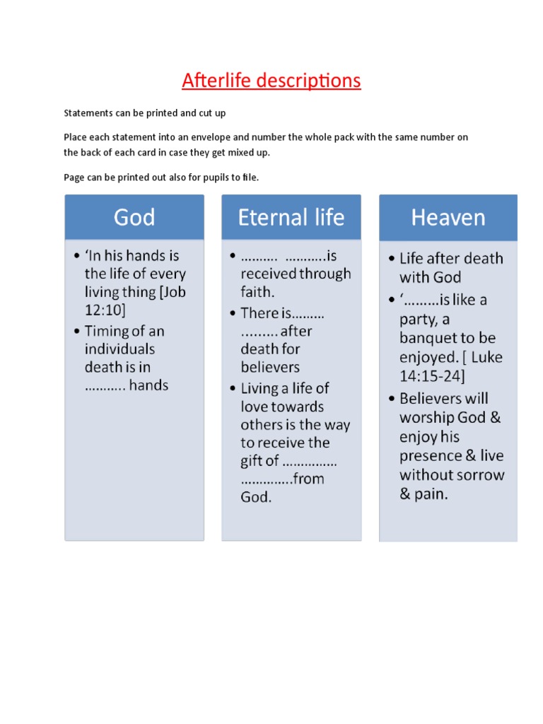 The Afterlife Christianity Descriptions | PDF