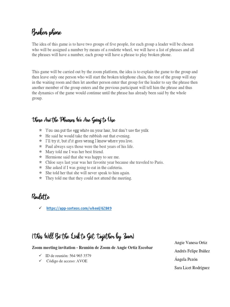 Broken Phone Game Instructions | PDF