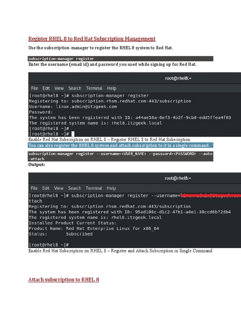 Register RHEL 8 To Red Hat Subscription Management | PDF | Software Repository | Free Software