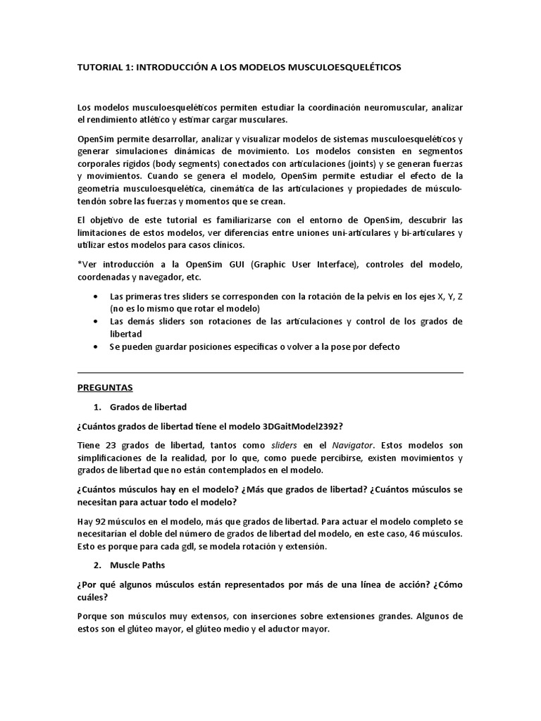 Tutorial OpenSim | PDF | Tobillo | Cinemática