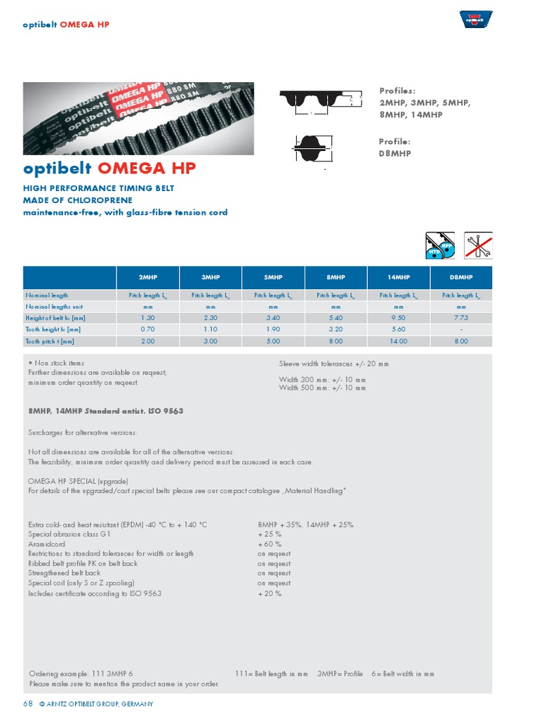 Optibelt OMEGA HP Product Range | PDF | Manufactured Goods | Mechanical ...