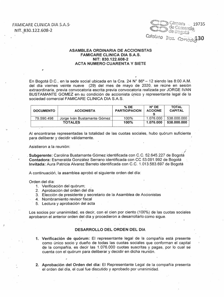 Nombramiento Revisor Fiscal | PDF