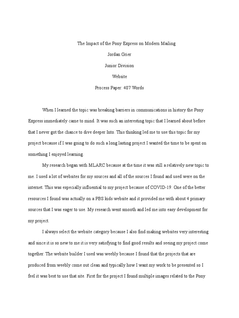 2021 NHD Process Paper | PDF | Human Nature | Cognition