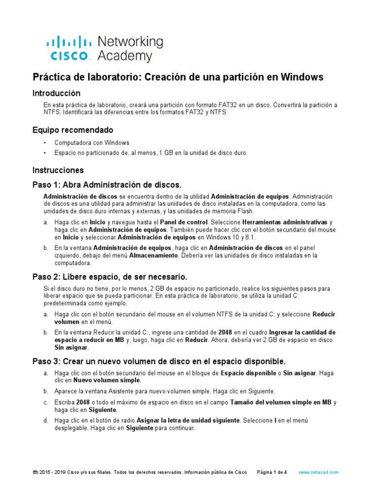 10.2.1.8 Lab - Create A Partition in Windows | PDF | Ventana ...