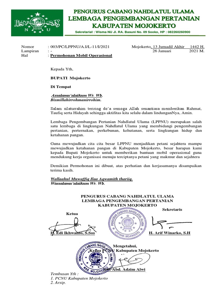 Proposal Mobil Operasional - LPPNU | PDF