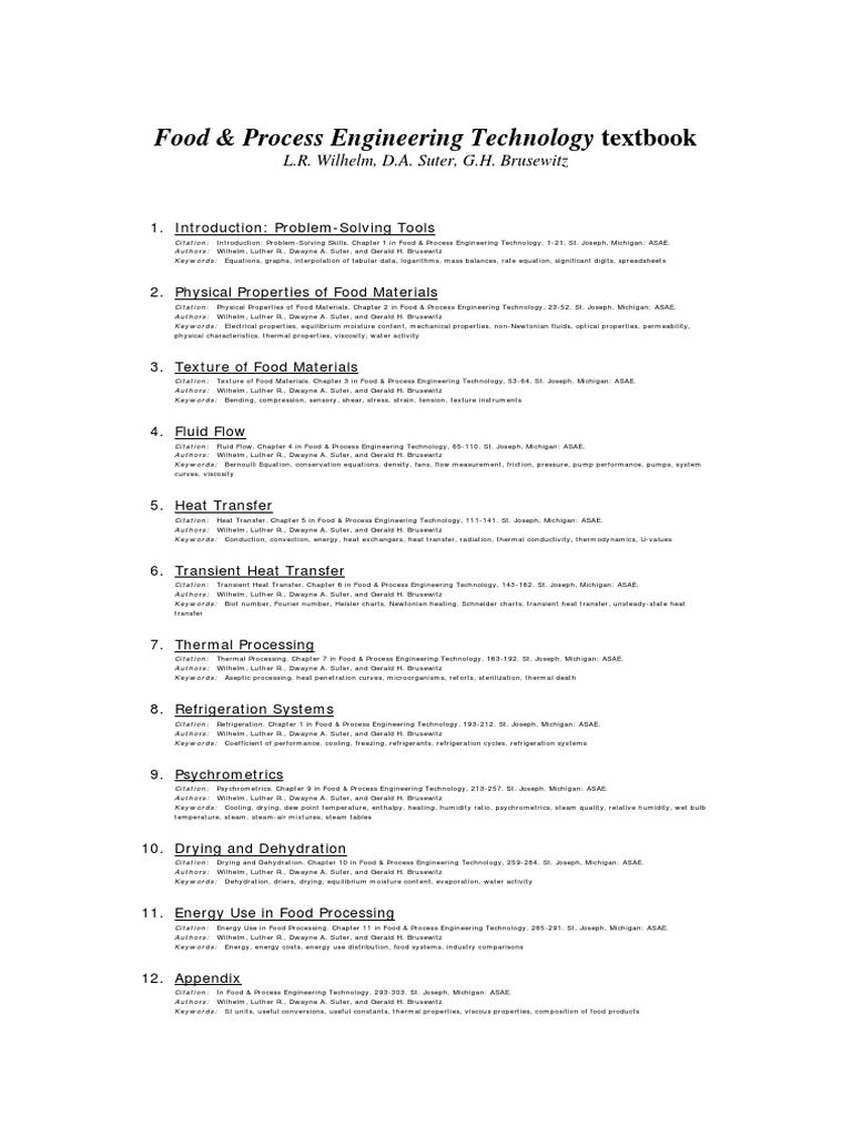 Food and Process Engineering (Wilhelm Et Al) 2004 | PDF | Significant ...