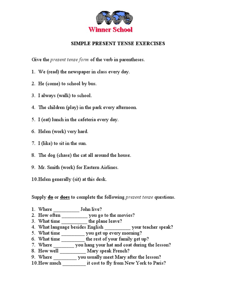 Simple Present Exercises | PDF