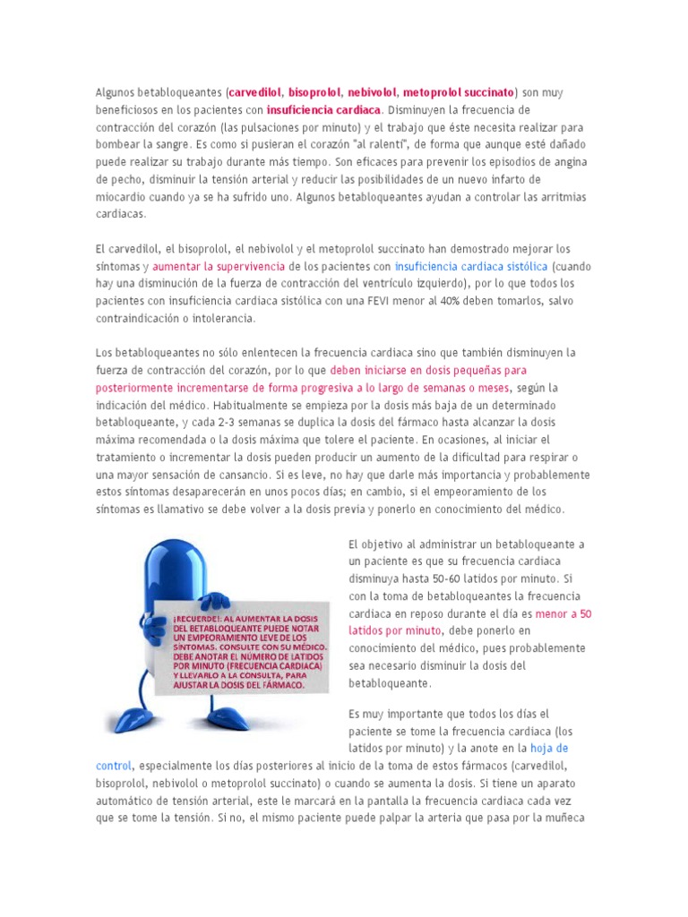 Betabloqueantes | Descargar gratis PDF | Insuficiencia cardíaca | Corazón