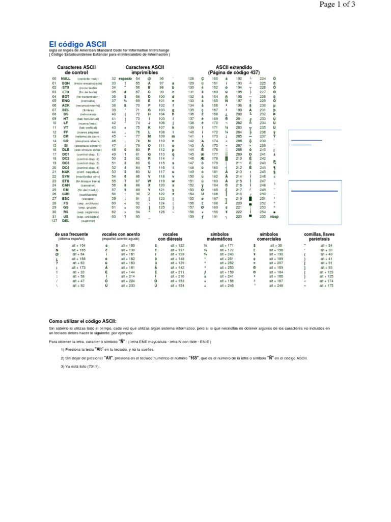 Codigo Ascii | PDF | Ascii | Teclado