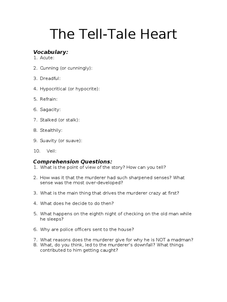 Tell-Tale Heart Questions | PDF