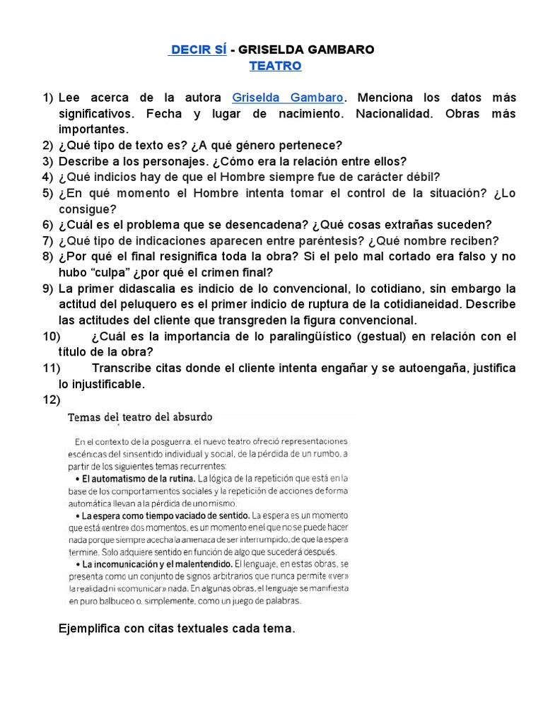 Decir Sí - Griselda Gambaro | PDF | Idiomas