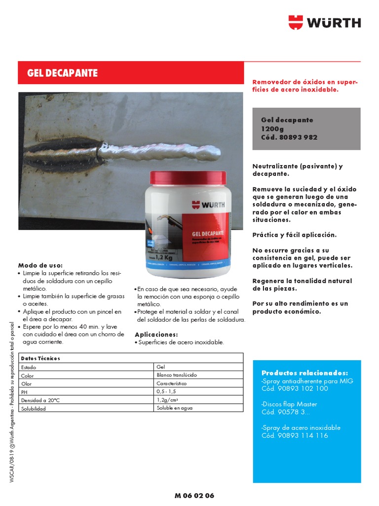 Gel Decapante Wurth para Acero Inoxidable | PDF | Soldadura | Construcción
