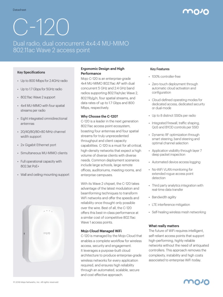 Mojo C 120 Datasheet | PDF | Ieee 802.11 | Computer Network