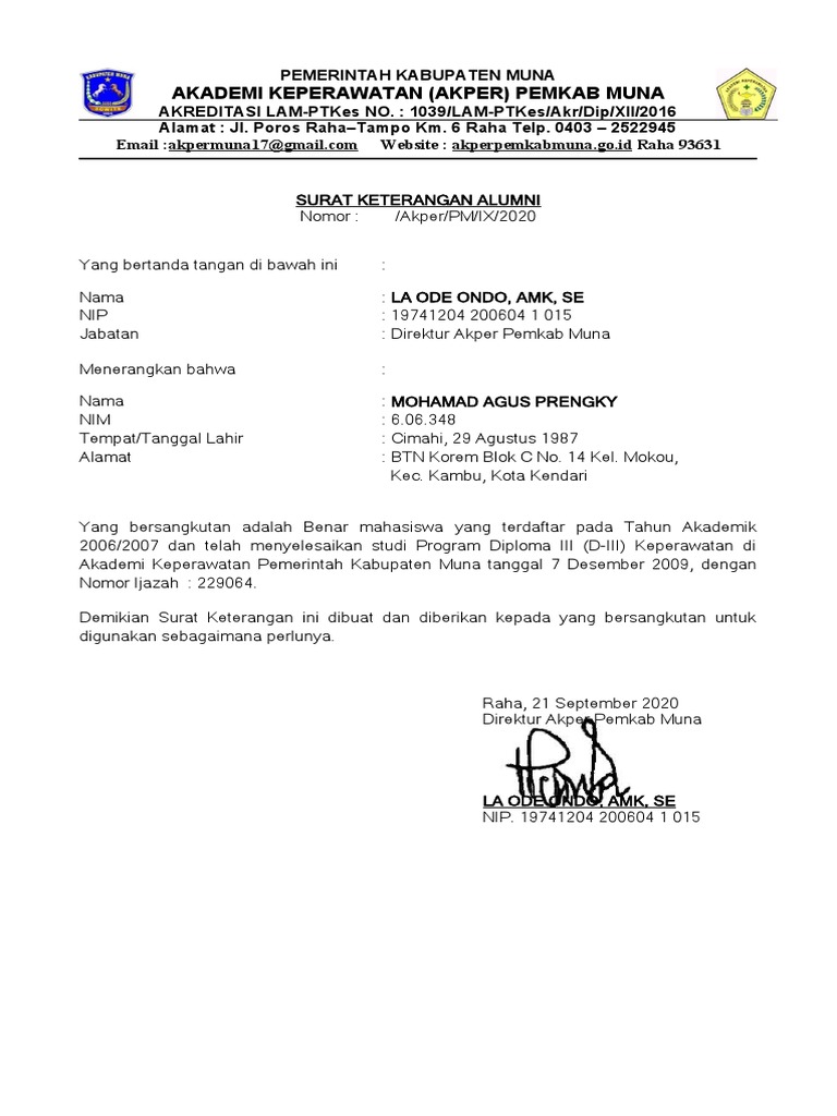 Alumni Verification Letter | PDF