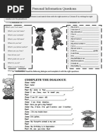 Personal Information Worksheet for Students | PDF