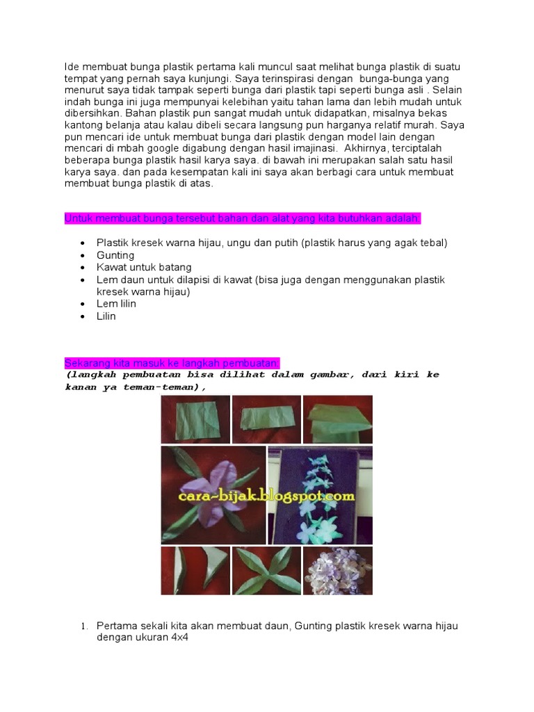 Cara Membuat Bunga dari Plastik Kresek | PDF | Griya & Taman | Seni