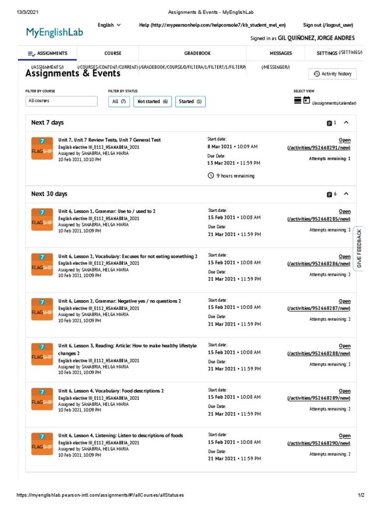 Assignments & Events - MyEnglishLab | PDF | Communication