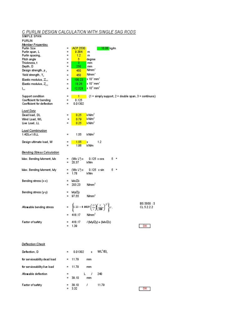 SG Abong Type B Purlin | PDF | Bending | Young's Modulus