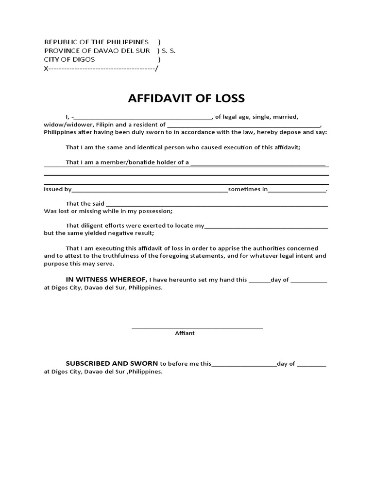 Affidavit of Loss | PDF