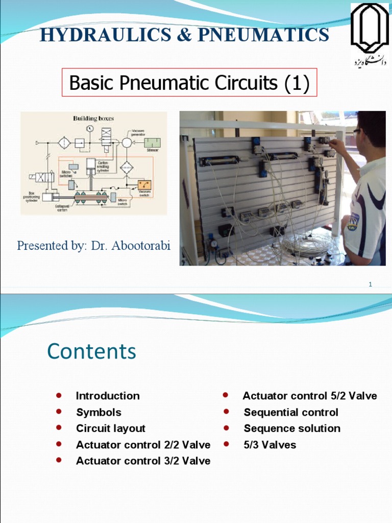 Basic Pneumatic Circuits (1) : Hydraulics & Pneumatics | PDF | Valve ...