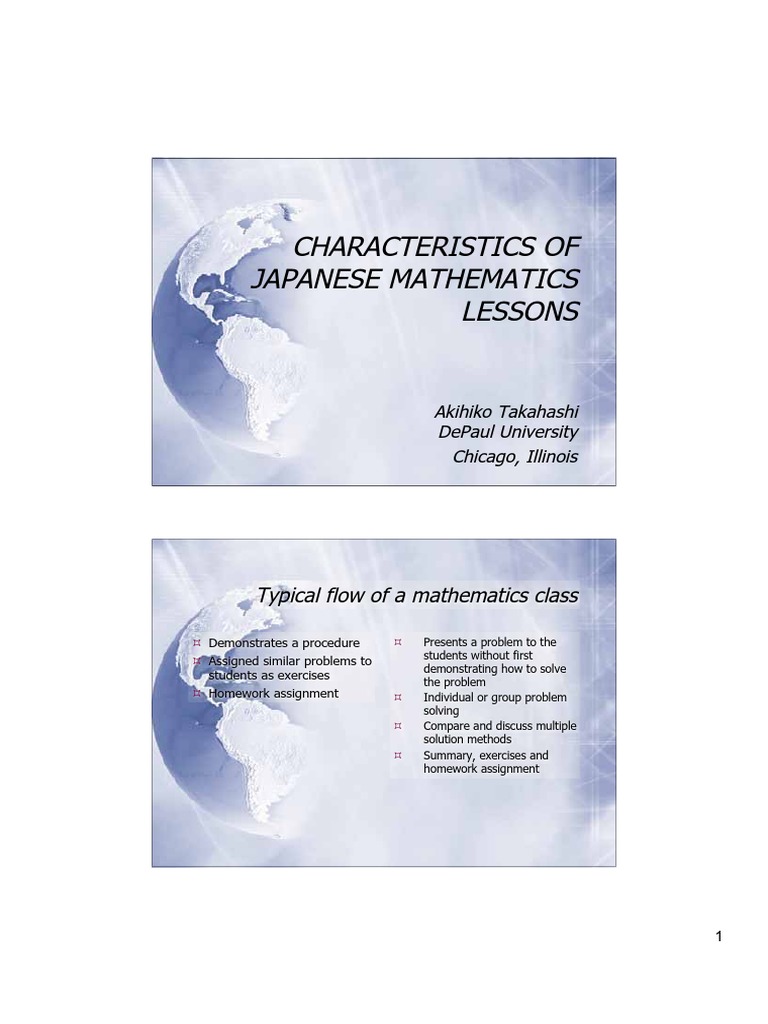 Characteristics of Japanese Mathematics Lessons | Download Free PDF ...