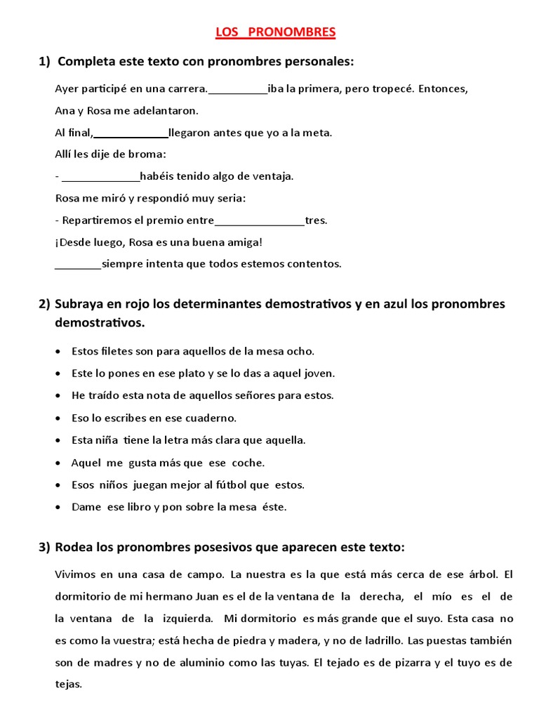 Actividades - Pronombres y Determinantes | PDF