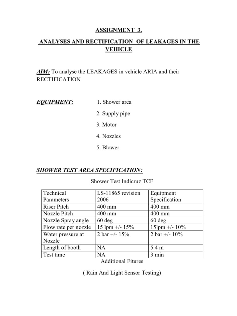 Shower Test Standards for Vehicles | PDF | Shower | Motor Vehicle