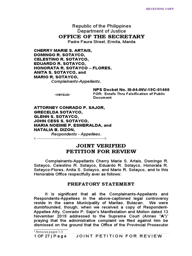 4 - Doj Petition For Review | PDF | Evidence (Law) | Trials