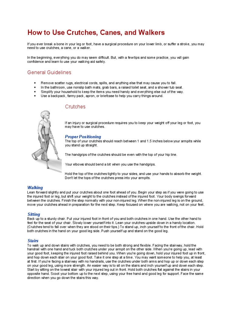 How To Use Crutches, Canes, and Walkers: General Guidelines | PDF ...