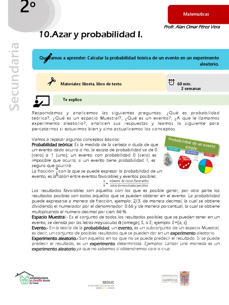Ficha 10 Azar y Probabilidad - Alan | PDF | Probabilidad | Aleatoriedad