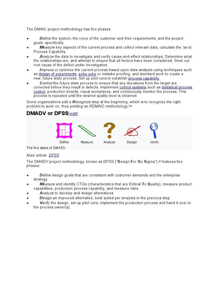The DMAIC Project Methodology Has Five Phases | PDF
