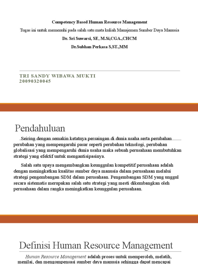 Competency Based Human Resource Management | PDF