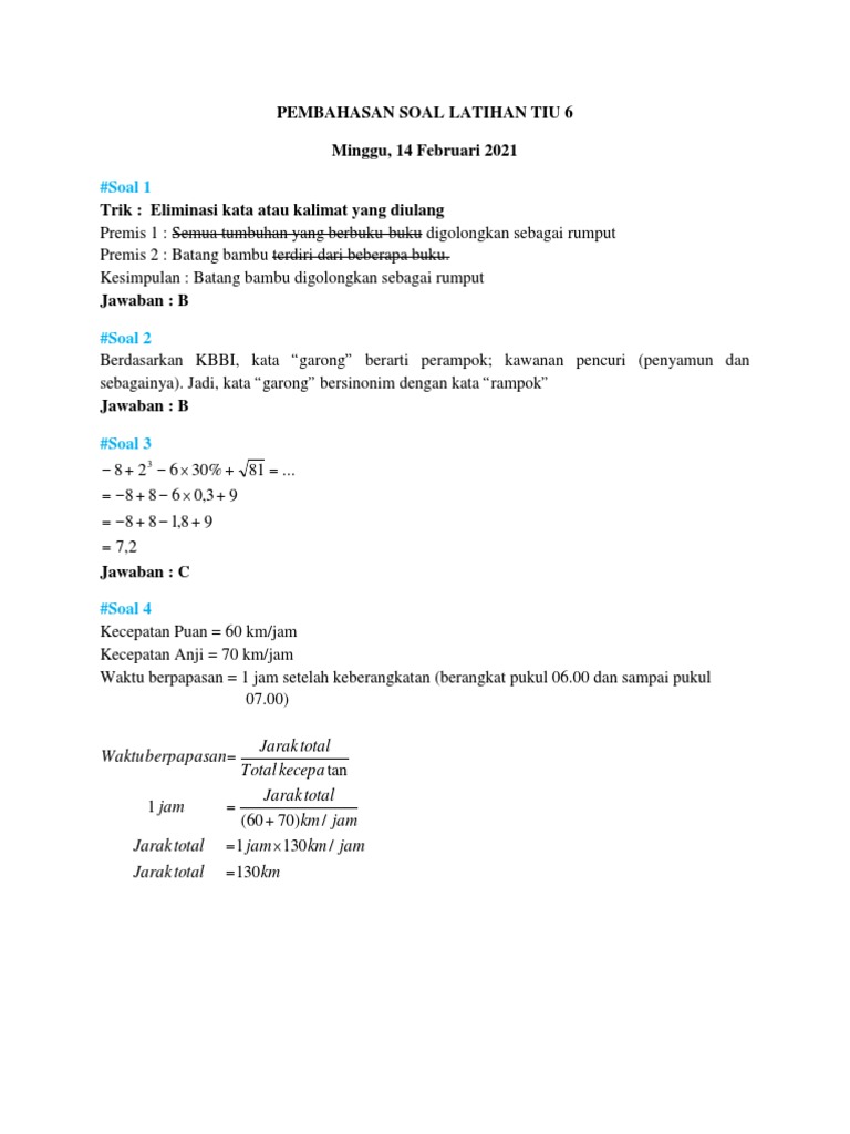 Pembahasan Soal Latihan Tiu 6 | PDF