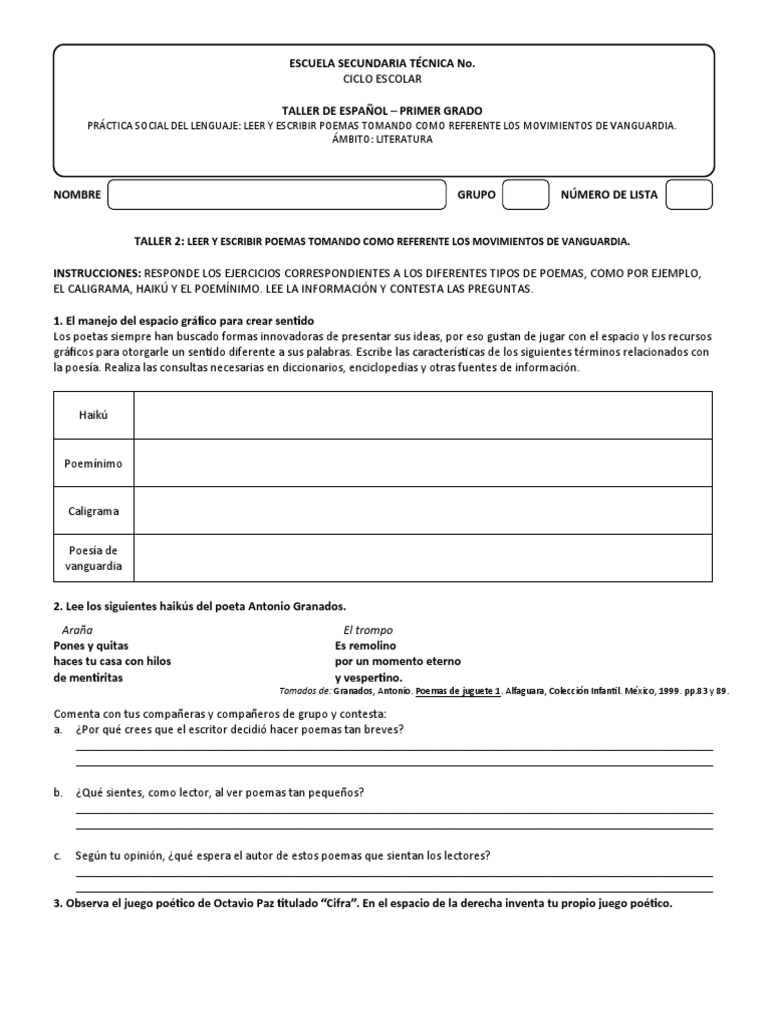 Examen de Poesía Vanguardista | PDF | Haiku | Poesía