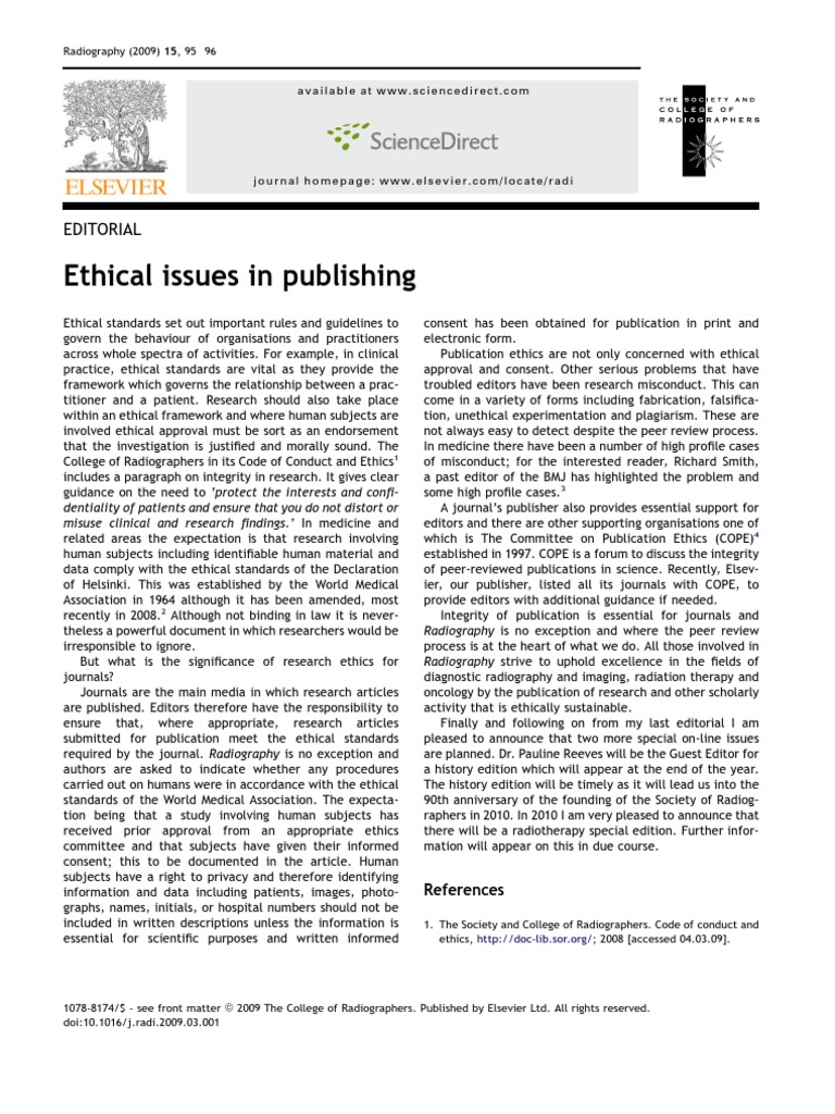 Ethical Issues in Publishing | PDF | Academic Journal | Peer Review