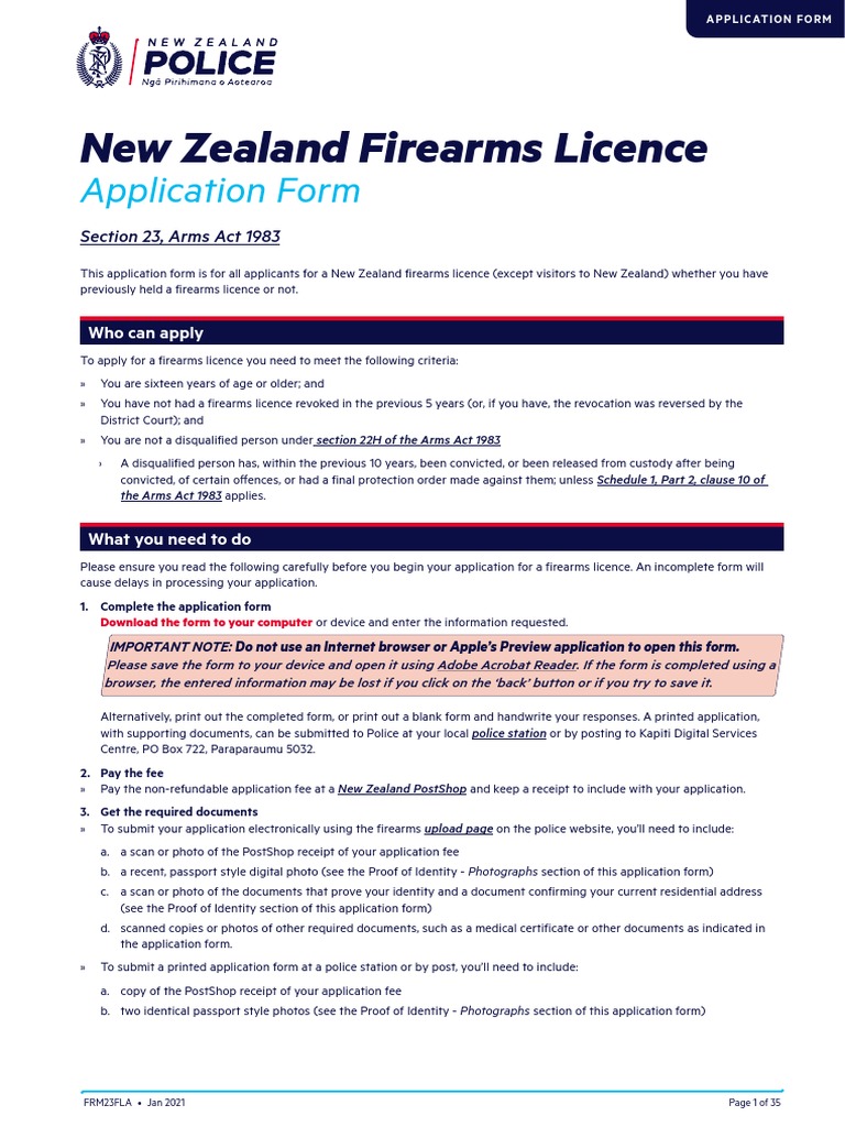 Frm23fla Firearms Licence Application Form | PDF | Identity Document ...