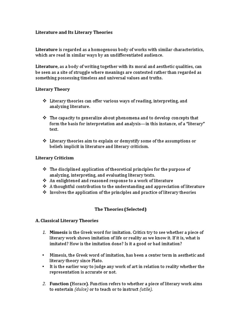 Literature and Its Literary Theories | PDF | Deconstruction | Literary ...