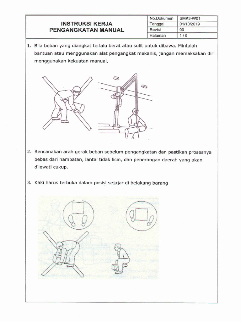 SMK3-W01 Instruksi Kerja Pengangkatan Manual | PDF