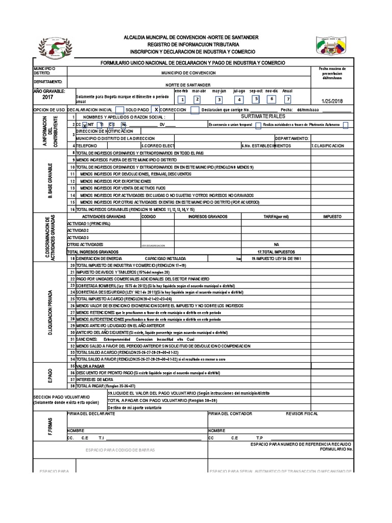 Formulario Ica Excel | PDF | Impuestos | Economias