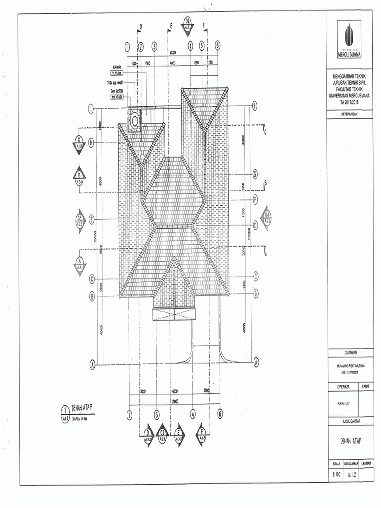 Contoh Gambar Denah Atap | PDF