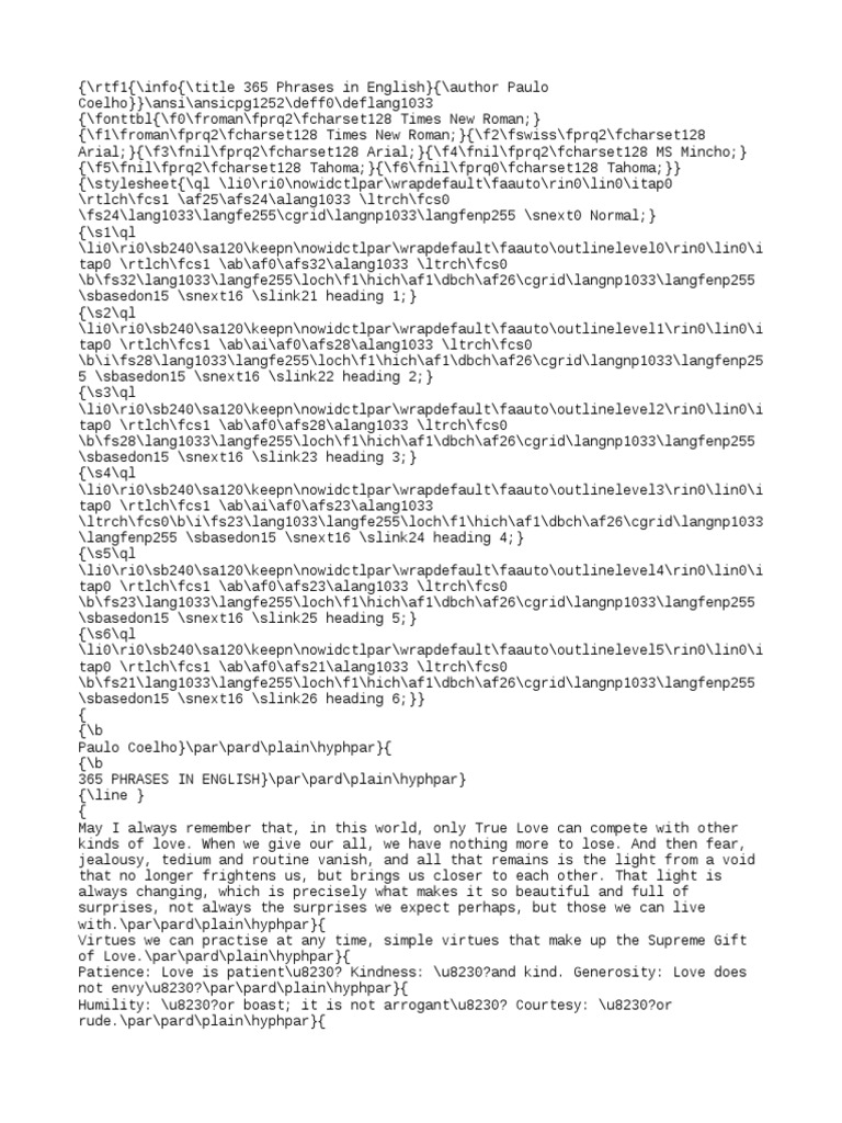 365 Phrases in English by Paulo Coelho | PDF | Courage | Love