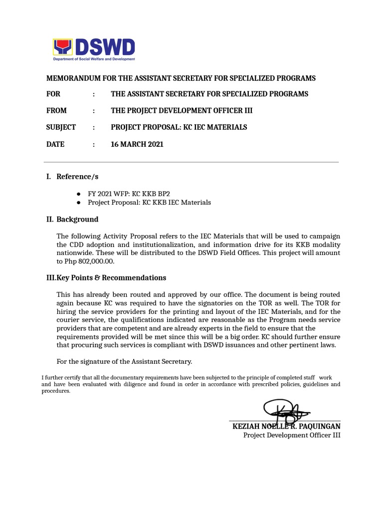 Project Proposal - KC IEC Materials 2 | PDF