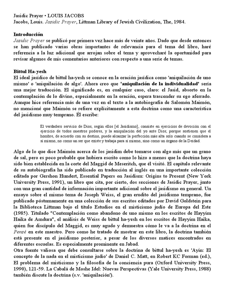 Hasidic Prayer - LOUIS JACOBS | PDF | Judaísmo jasídico | Misticismo