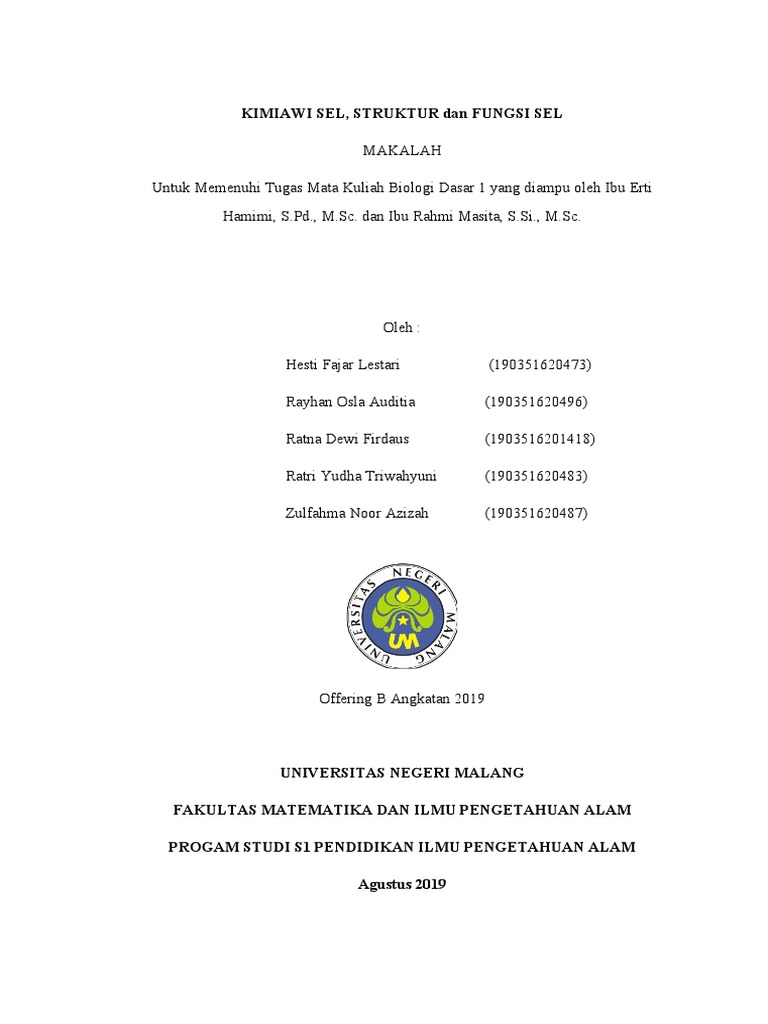 Struktur dan Komposisi Kimia Sel | PDF