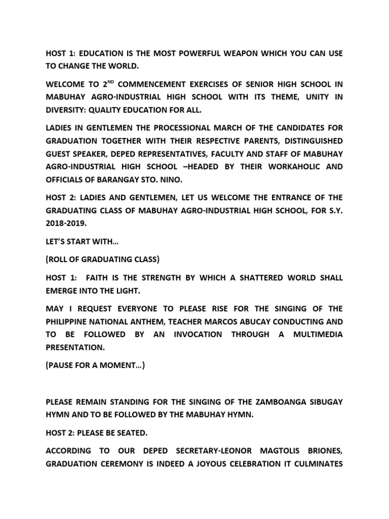 Graduation Script | PDF